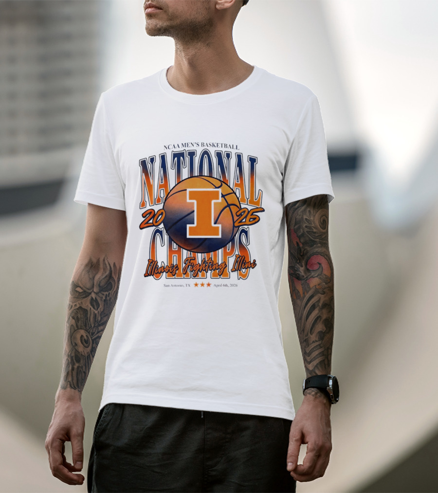 NCAA Men's Basketball National Champs 2026 Illinois Fighting Illini San Antonio April 6 T-Shirt