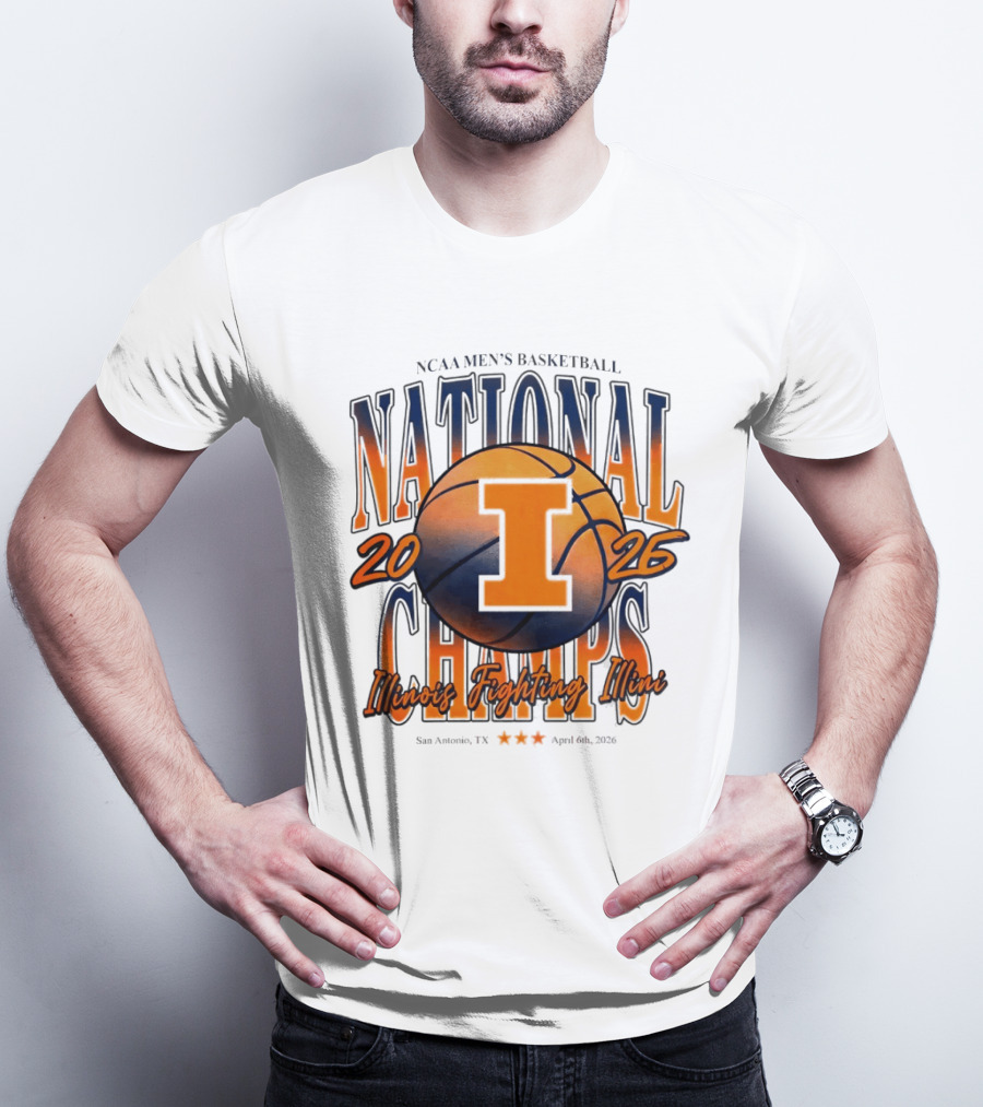 NCAA Men's Basketball National Champs 2026 Illinois Fighting Illini San Antonio April 6 T-Shirt