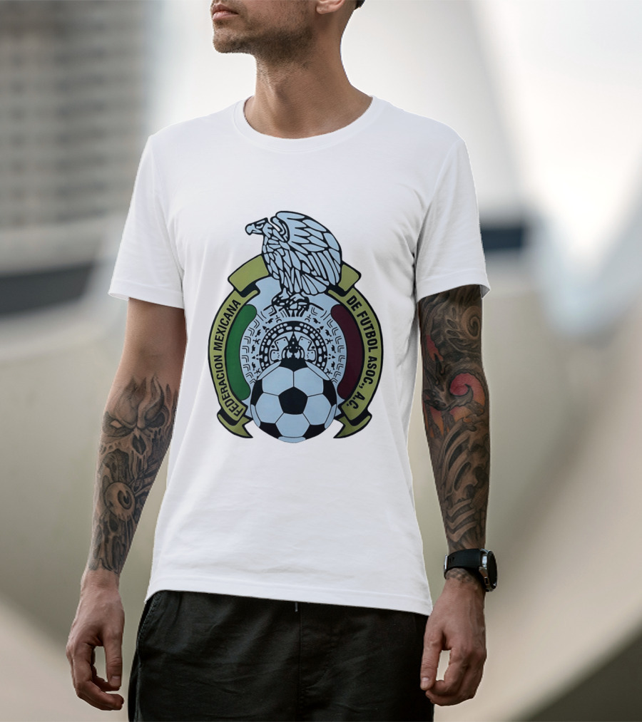 Federacion Mexicana De Futbol Asociacion AC Soccer Ball Emblem With Eagle And Aztec T-Shirt