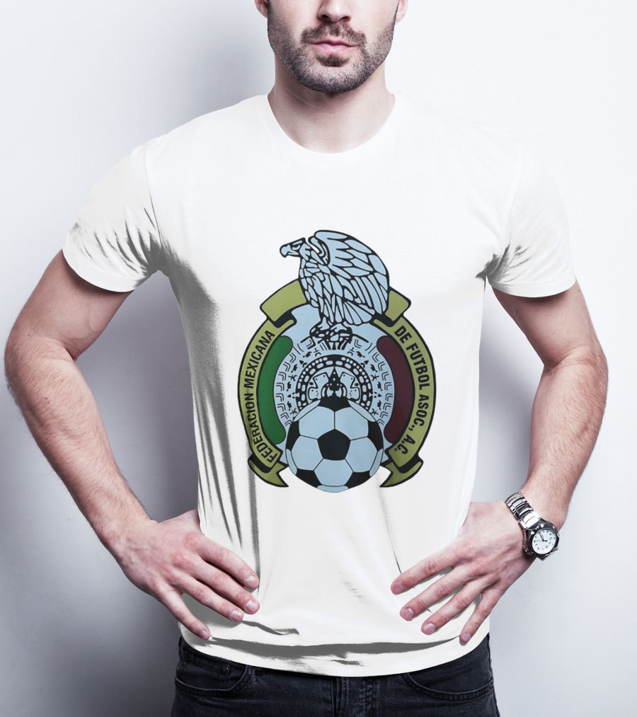 Federacion Mexicana De Futbol Asociacion AC Soccer Ball Emblem With Eagle And Aztec T-Shirt