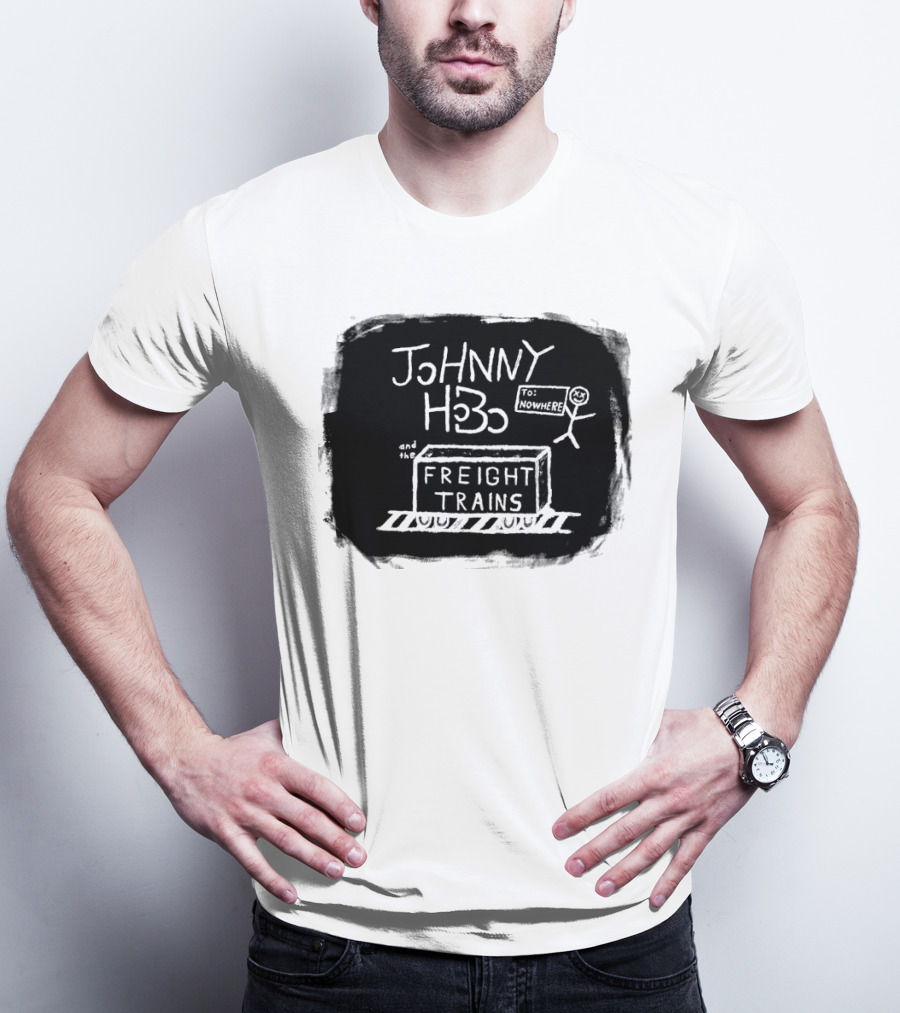 Johnny Hobo Freight Trains Stick Figure Drawing T-Shirt