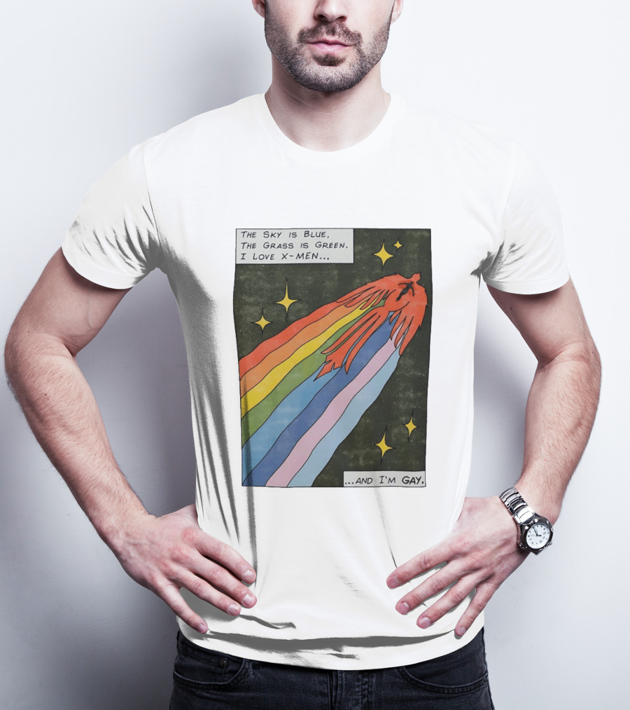 The Sky Is Blue The Grass Is Green I Love X Men Rainbow And I'm Gay T-Shirt