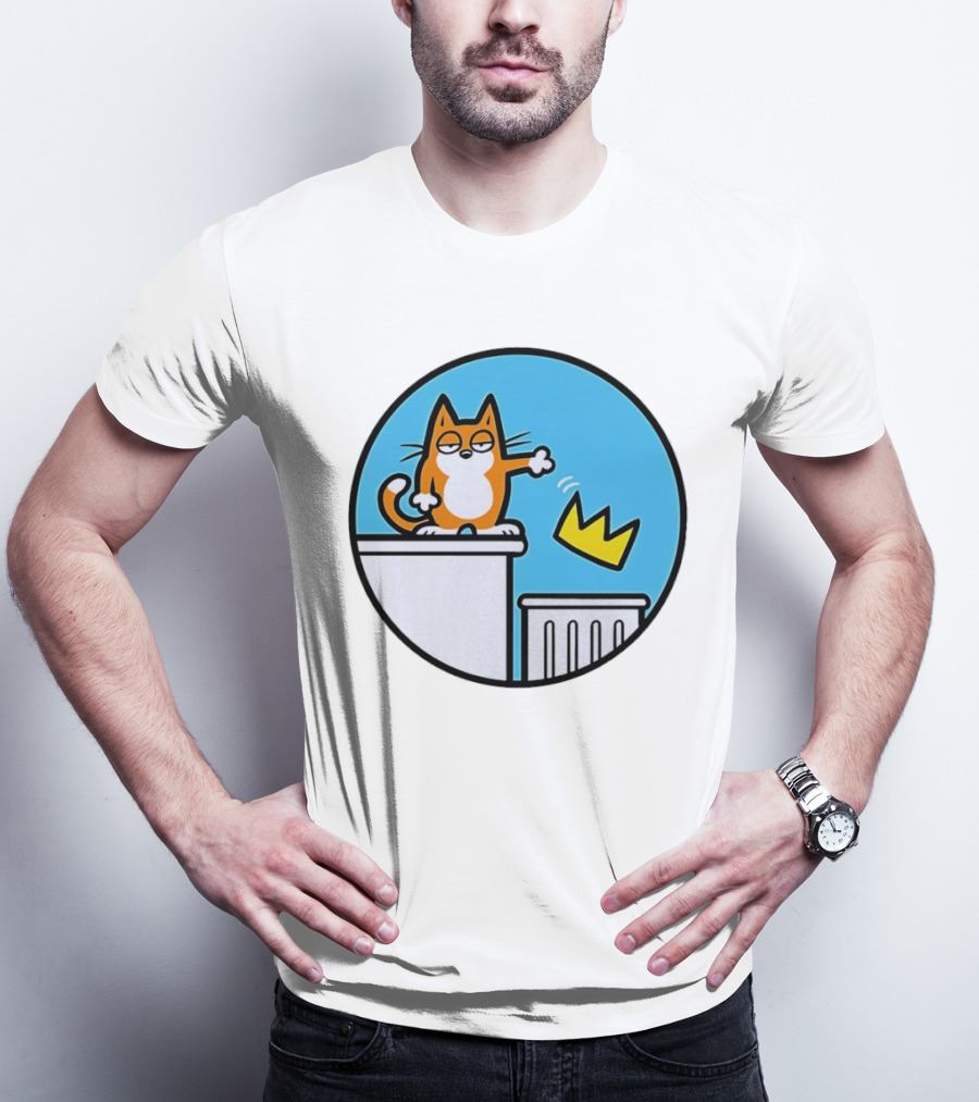Orange Cat Discarding Crown No King Mark Parisi T-Shirt