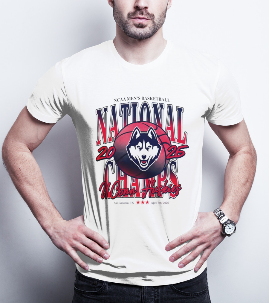 UConn Huskies NCAA Men's Basketball 2026 San Antonio National Champs T-Shirt