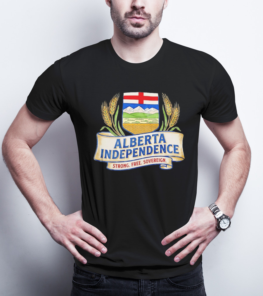 Alberta Independence Emblem Strong Free Sovereign Crest T-Shirt