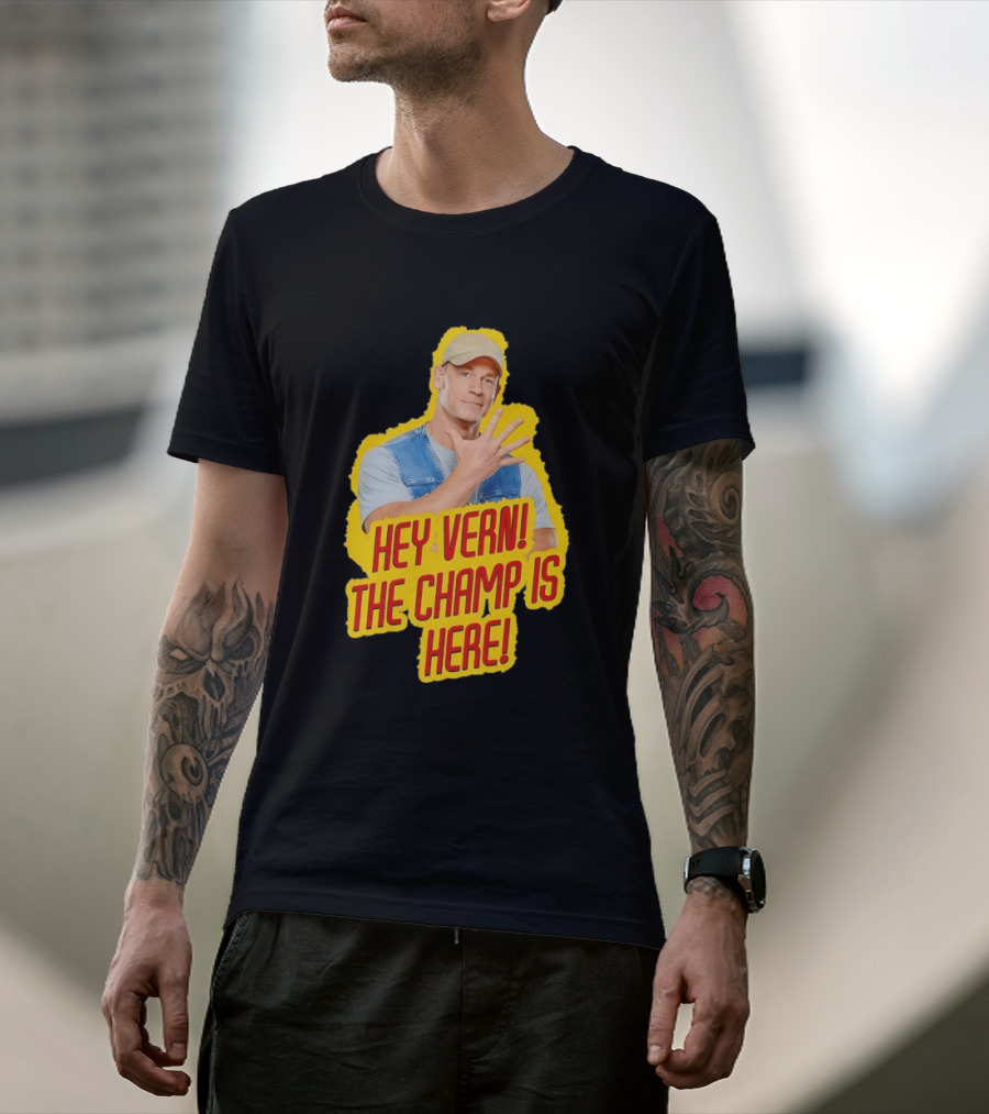 John Cena Hey Vern The Champ Is Here Hand Gesture Yellow Highlight T-Shirt