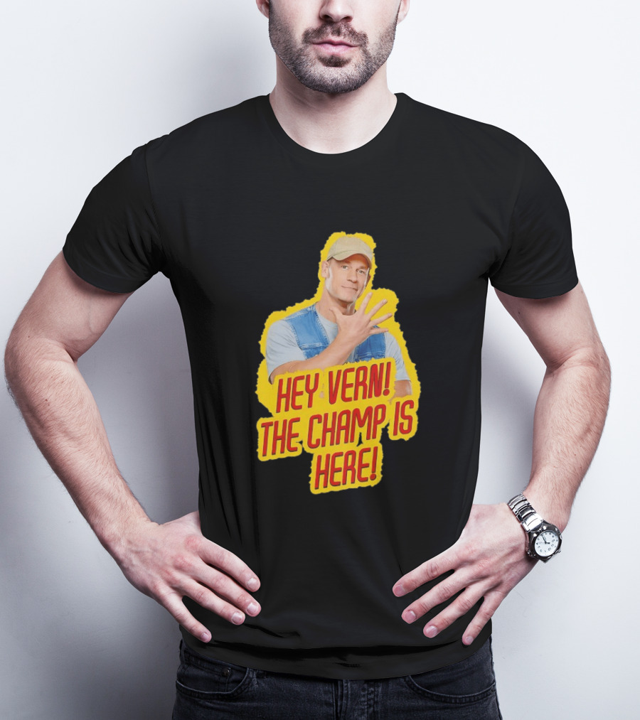 John Cena Hey Vern The Champ Is Here Hand Gesture Yellow Highlight T-Shirt