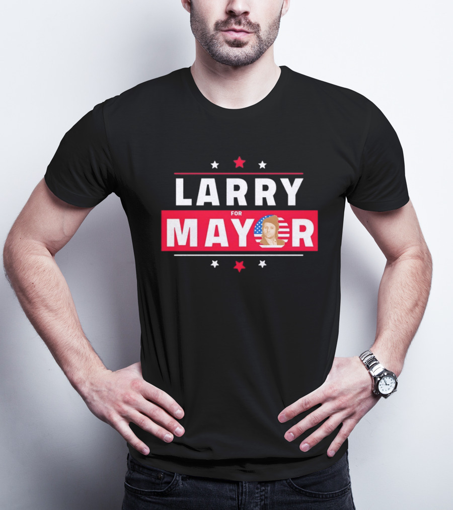 Larry For Mayor American Flag Style Candidate Image T-Shirt