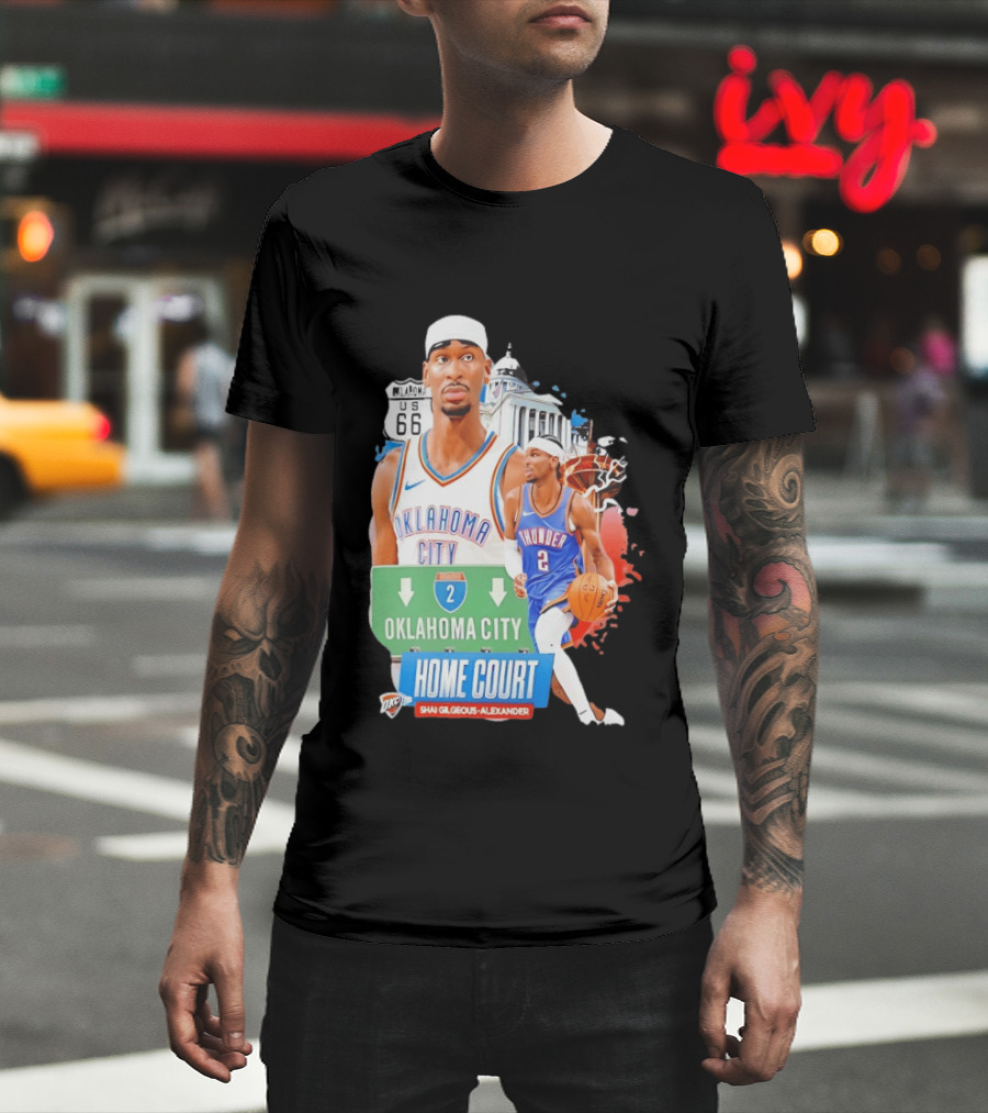 Oklahoma City Thunder Home Court Shai Gilgeous Alexander Route 66 T-Shirt