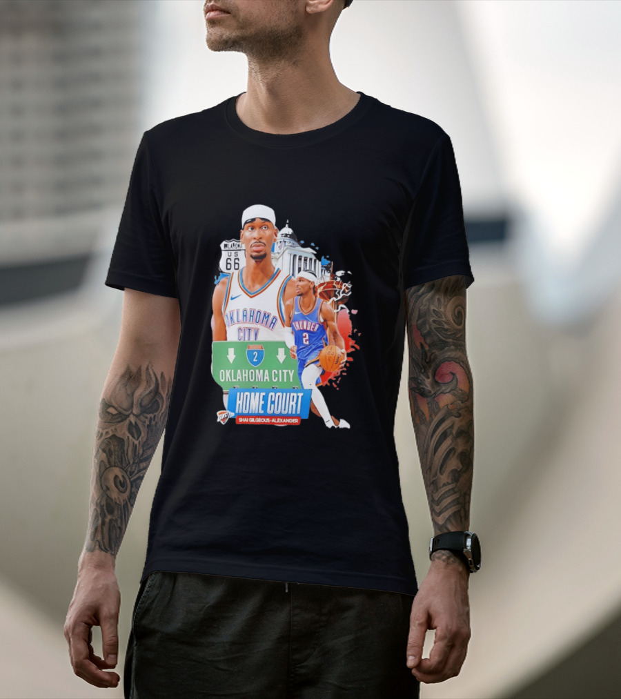 Oklahoma City Thunder Home Court Shai Gilgeous Alexander Route 66 T-Shirt