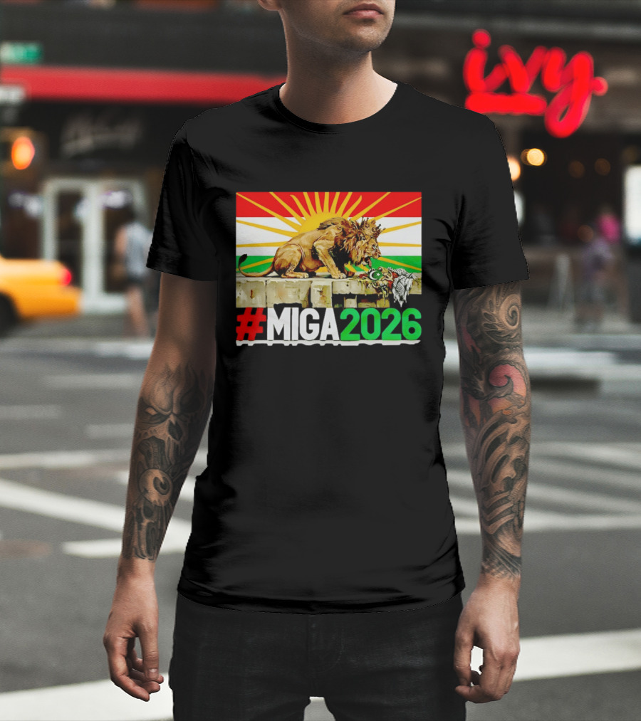 #MIGA 2026 Lion With Kurdistan Flag And Sun T-Shirt