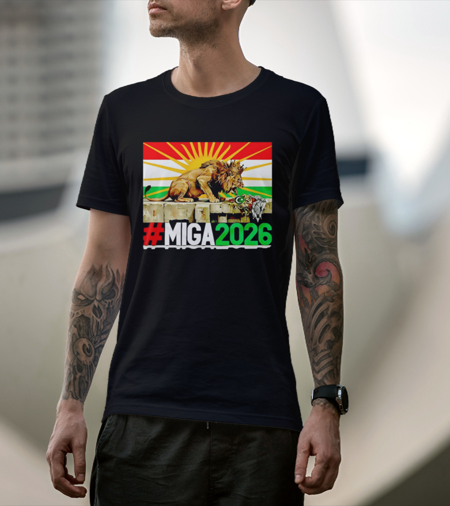 #MIGA 2026 Lion With Kurdistan Flag And Sun T-Shirt