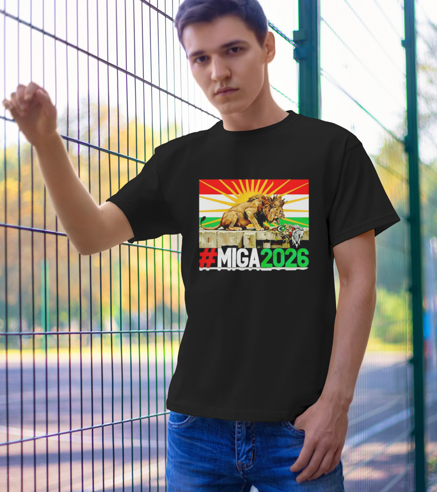 #MIGA 2026 Lion With Kurdistan Flag And Sun T-Shirt