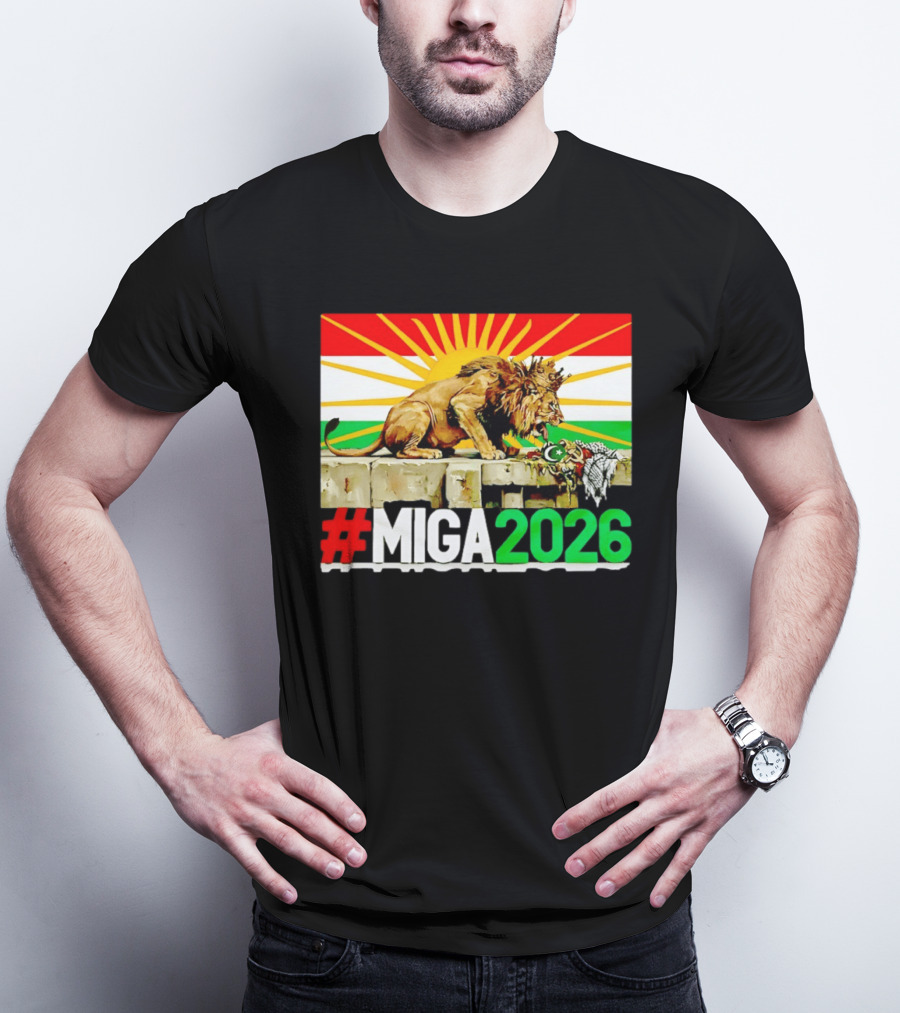 #MIGA 2026 Lion With Kurdistan Flag And Sun T-Shirt