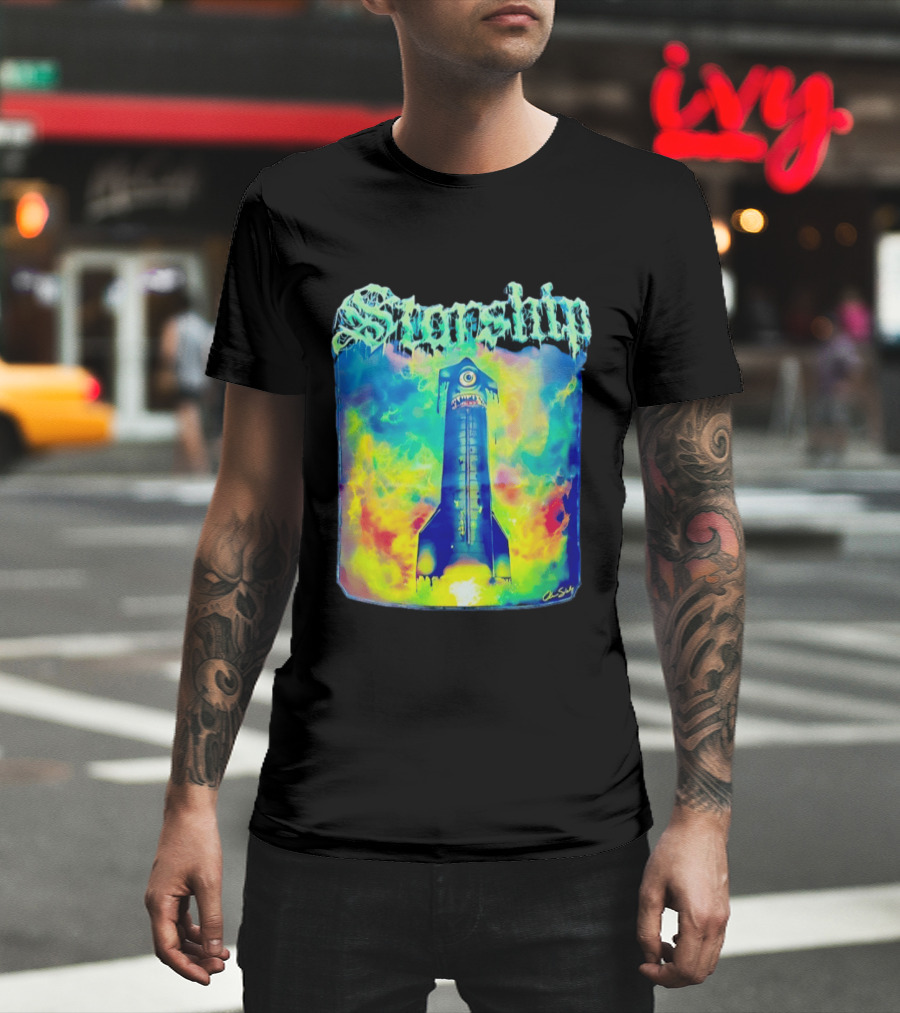 Starship Colorful Cyclops Monster Rocket Explosion T-Shirt