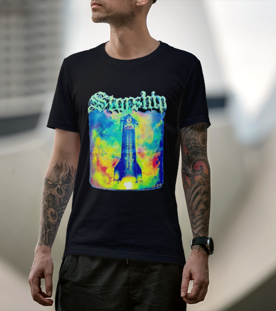 Starship Colorful Cyclops Monster Rocket Explosion T-Shirt