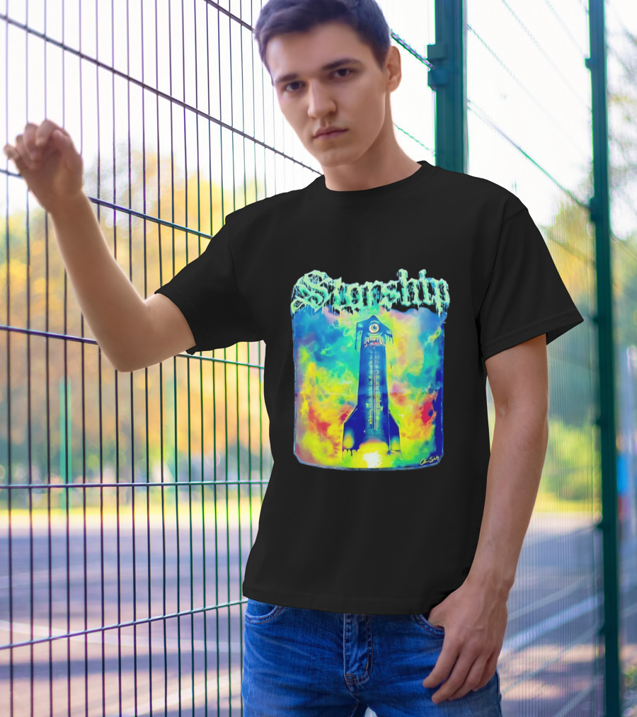 Starship Colorful Cyclops Monster Rocket Explosion T-Shirt