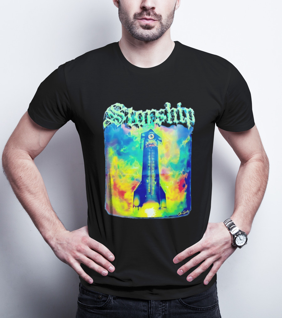 Starship Colorful Cyclops Monster Rocket Explosion T-Shirt