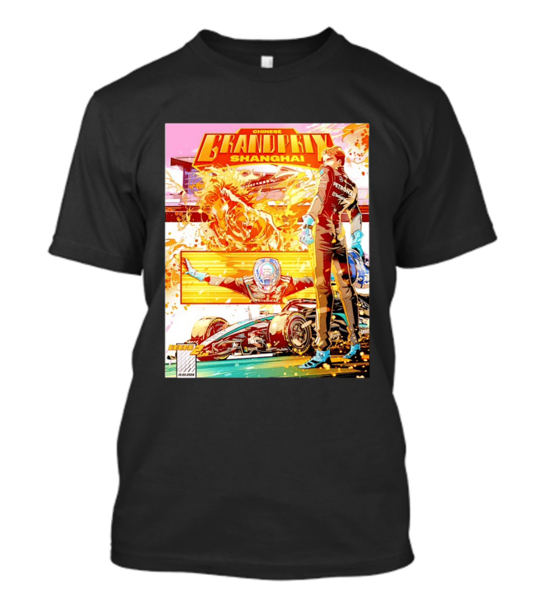 Chinese Grand Prix Shanghai Anime Style With Race Car And Driver T-Shirt
