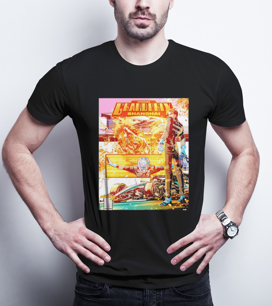 Chinese Grand Prix Shanghai Anime Style With Race Car And Driver T-Shirt