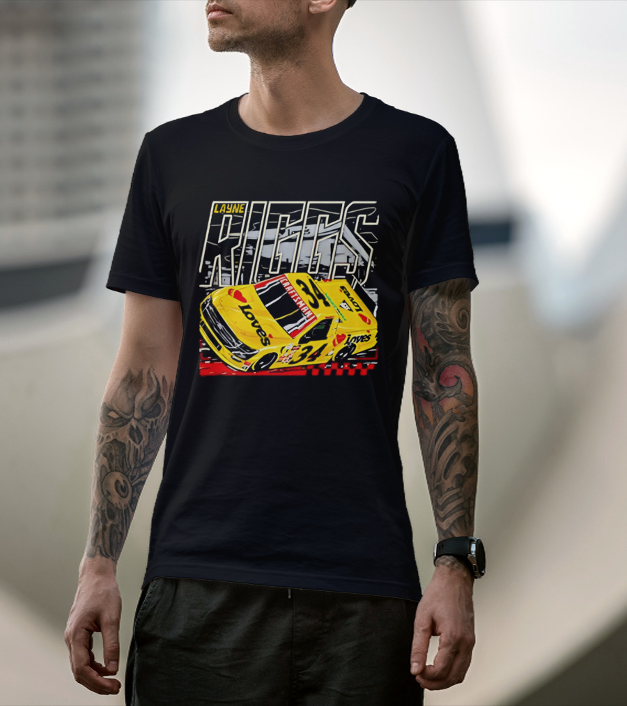 Layne Riggs Loves Truck Racing With Vibrant Yellow Car T-Shirt