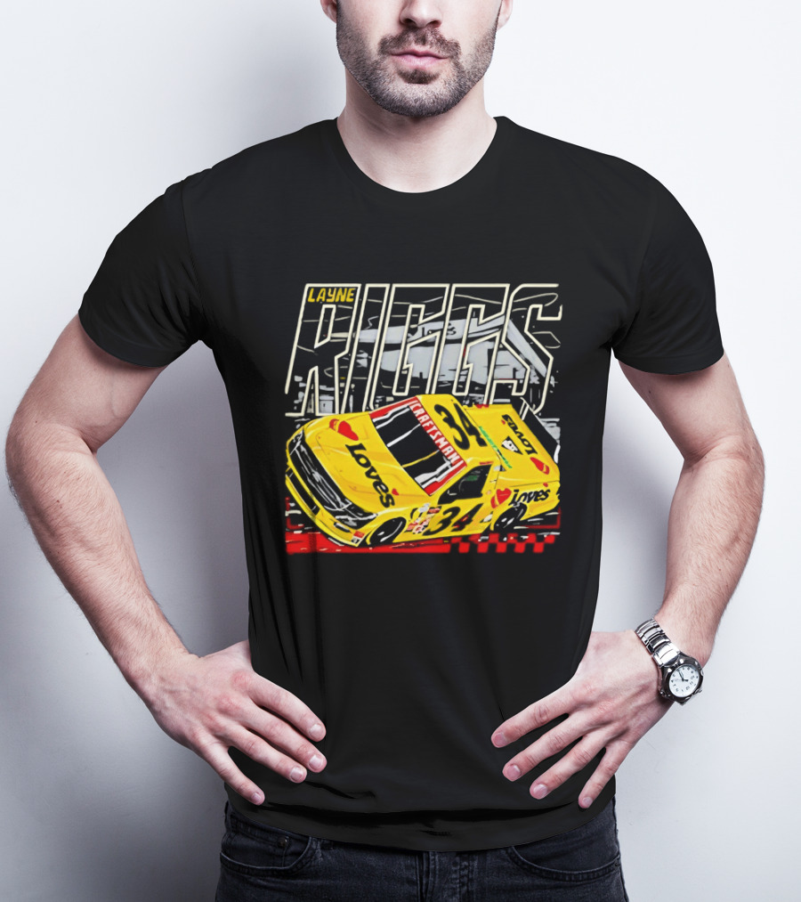 Layne Riggs Loves Truck Racing With Vibrant Yellow Car T-Shirt