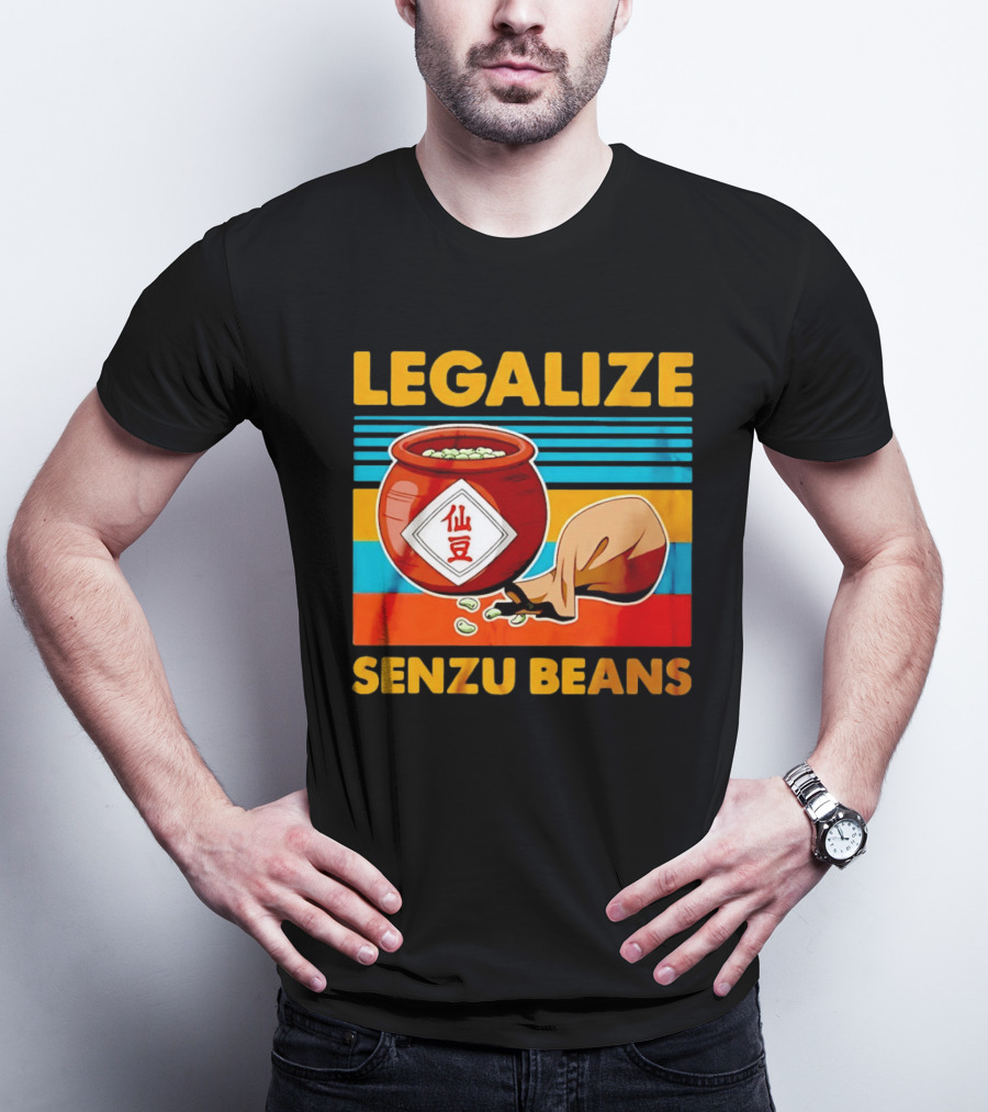 Legalize Senzu Beans Dragon Ball Kagome Jar Vintage Stripes T-Shirt