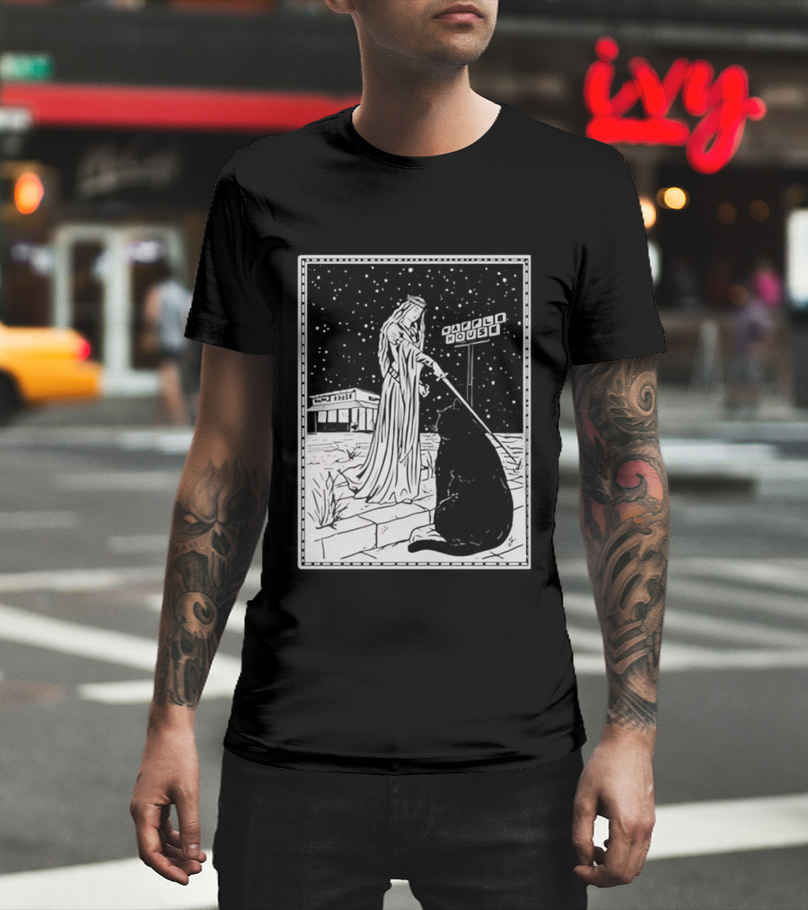 Medieval Cat Tarot Waffle House The Hermit T-Shirt