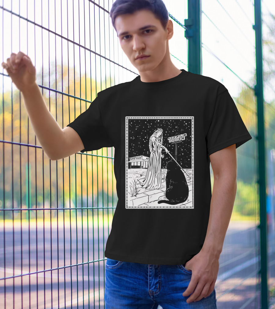 Medieval Cat Tarot Waffle House The Hermit T-Shirt