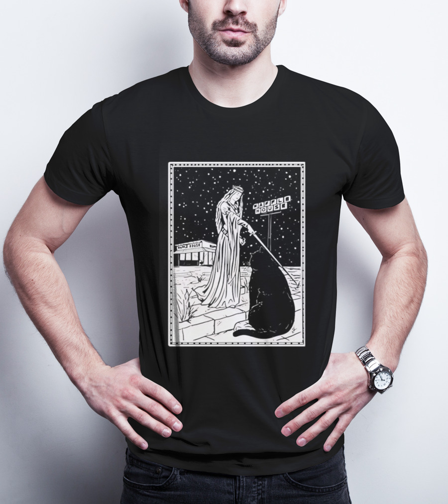 Medieval Cat Tarot Waffle House The Hermit T-Shirt