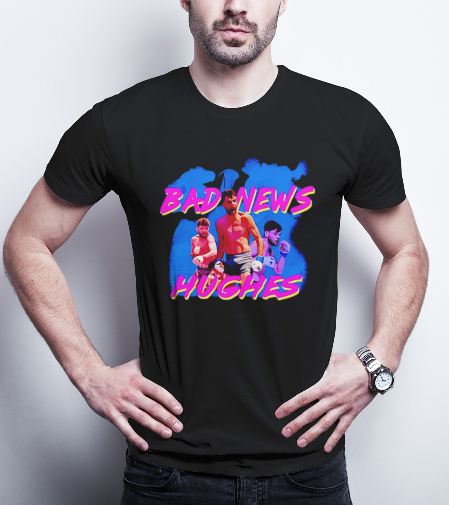 Bad News Hughes Boxing Fighter Action Trio T-Shirt