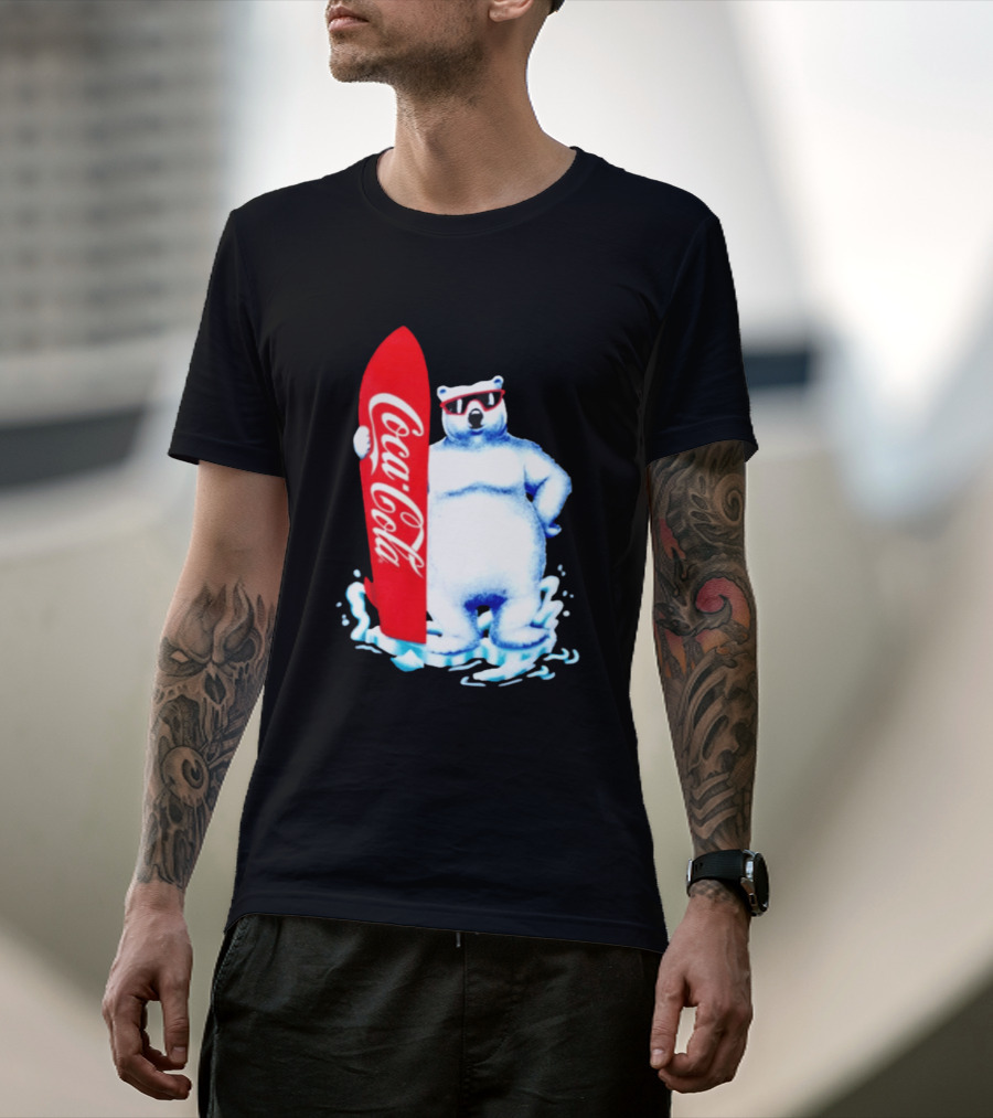 1995 Coca Cola Polar Bear Surfboard Sunglasses T-Shirt