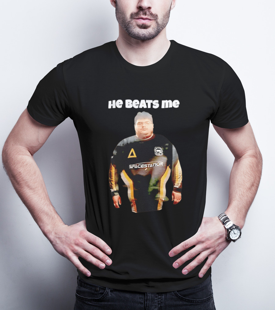 He Beats Me Spacestation Gaming Jersey T-Shirt