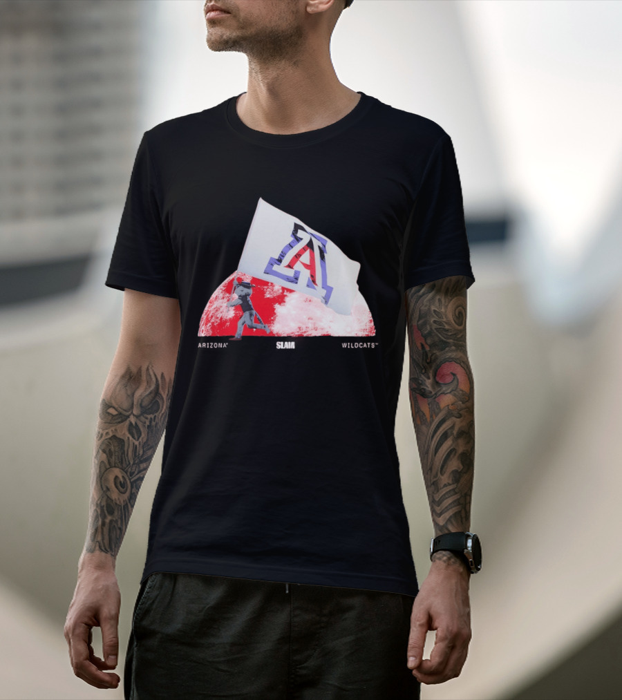 Arizona Wildcats Flag On The Moon SLAM Magazine T-Shirt