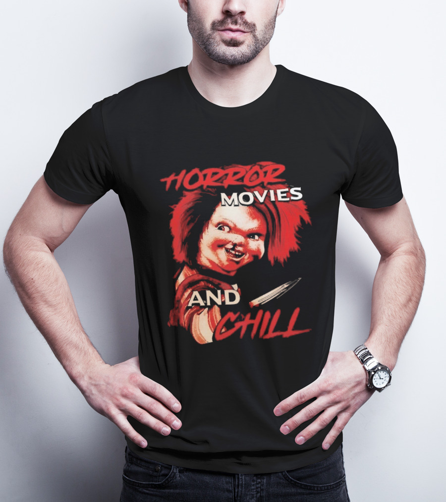 Chucky Horror Movies And Chill Knife Wielding Doll T-Shirt