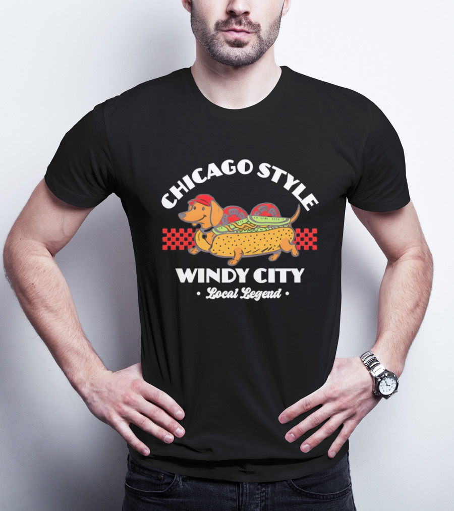 Chicago Style Hot Dog Dachshund Windy City Local Legend T-Shirt