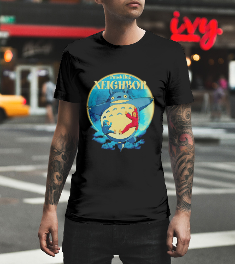 Punch Hug Neighbor Totoro Embrace With Two Punch Monkey T-Shirt