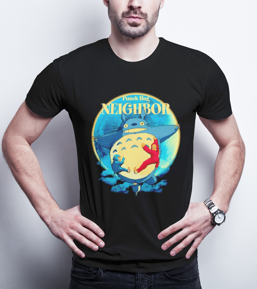 Punch Hug Neighbor Totoro Embrace With Two Punch Monkey T-Shirt