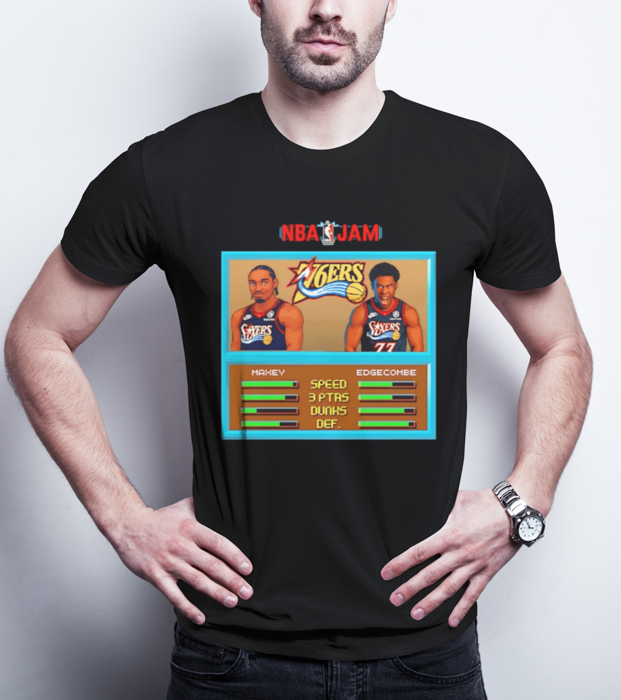 NBA Jam Philadelphia 76ers Maxey Edgecombe Retro Game T-Shirt