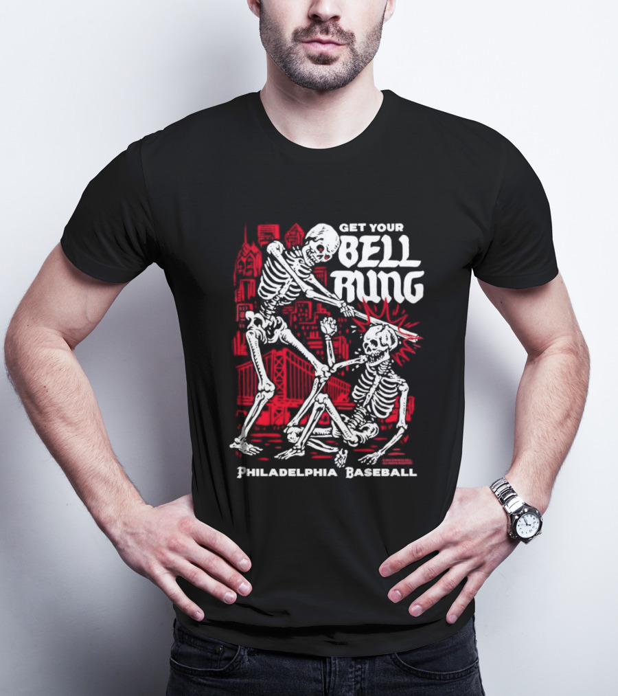 Get Your Bell Rung Philadelphia Baseball Skeleton T-Shirt