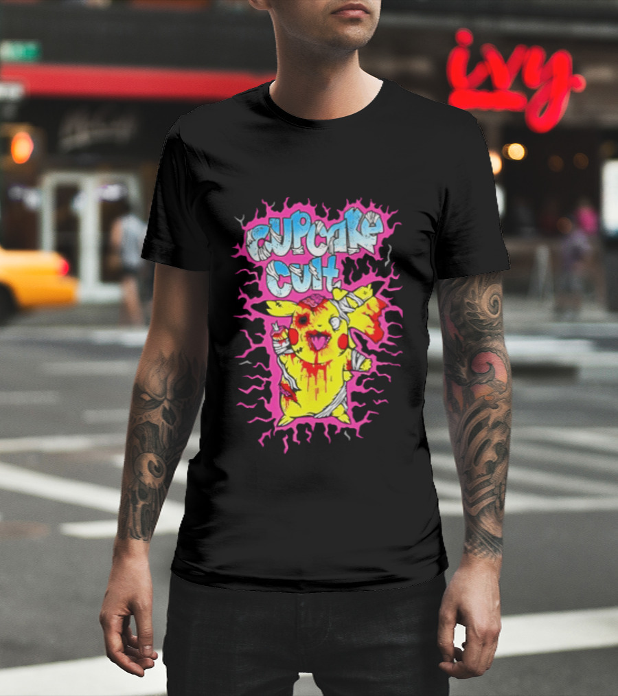 Zombie Pikachu Cupcake Cult Electric Aura Anime Fan Favorite T-Shirt