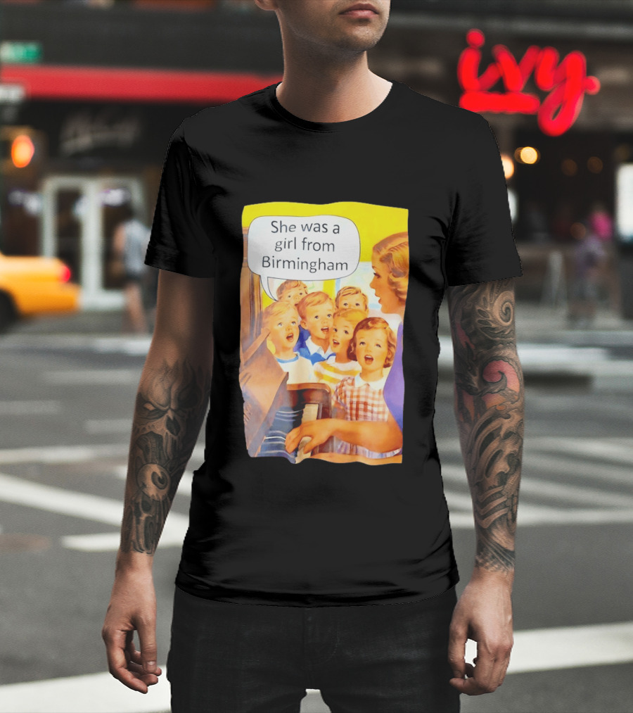 She Was A Girl From Birmingham Retro Comic Style Classroom Scene T-Shirt