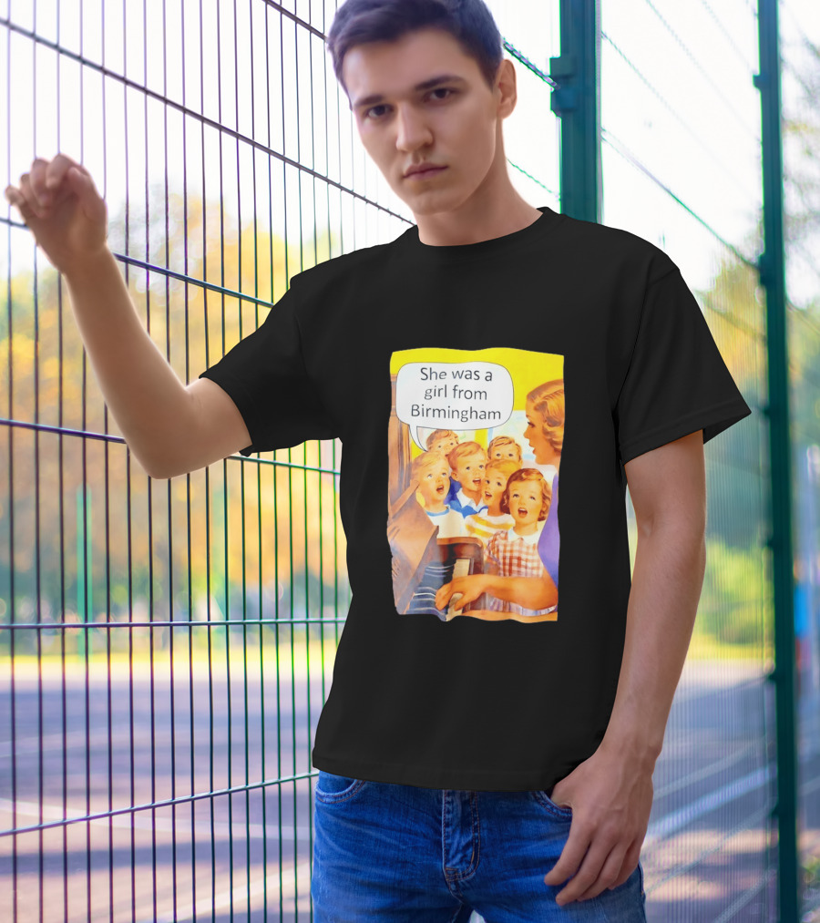 She Was A Girl From Birmingham Retro Comic Style Classroom Scene T-Shirt
