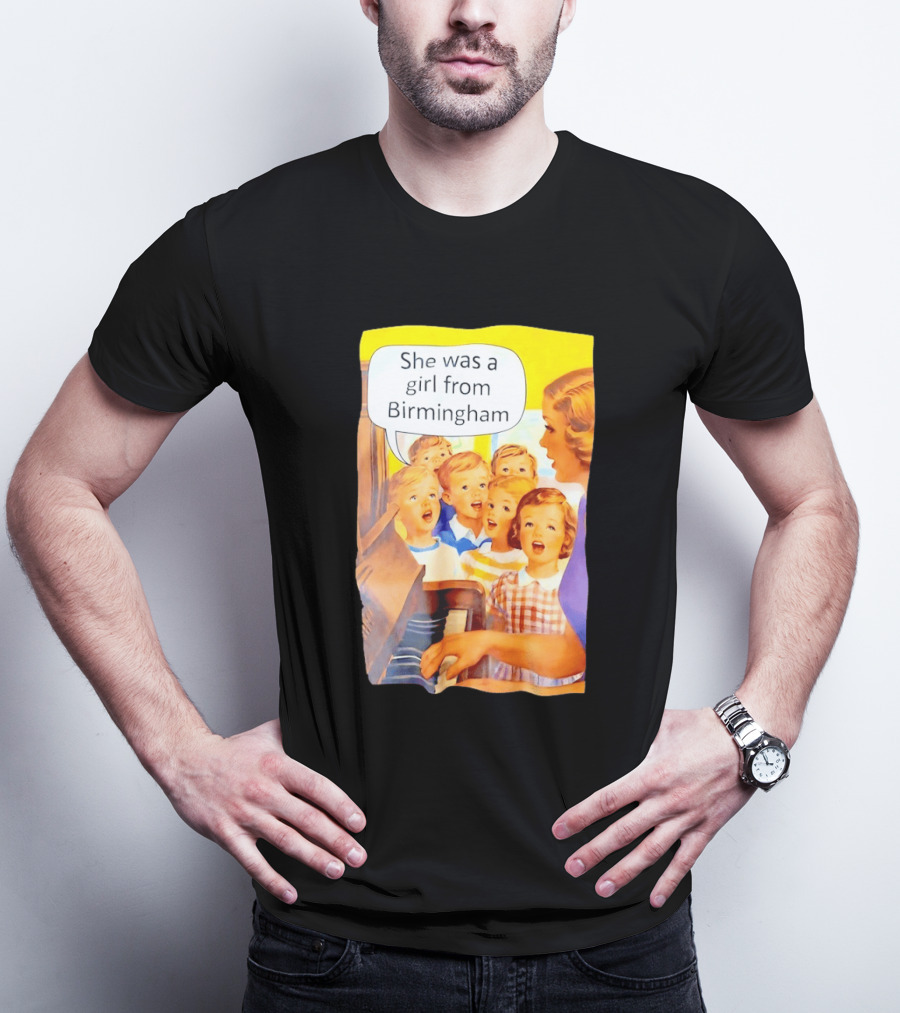 She Was A Girl From Birmingham Retro Comic Style Classroom Scene T-Shirt