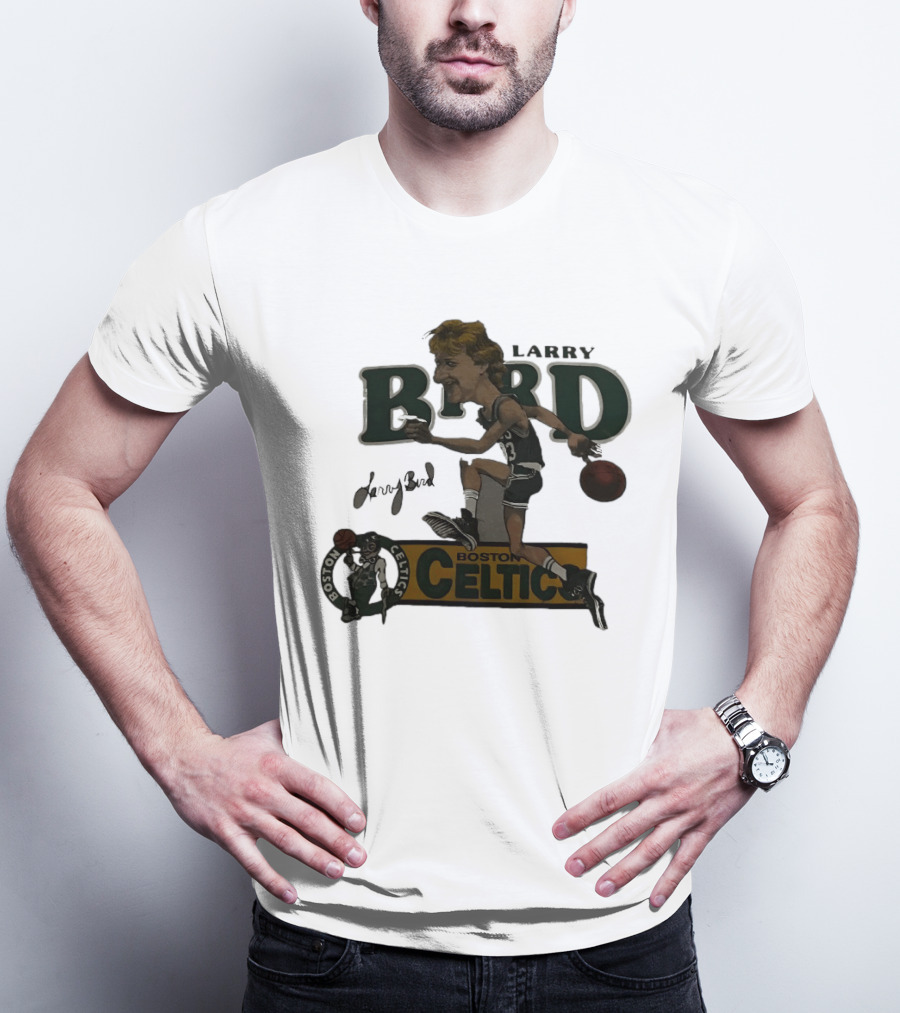 Larry Bird Boston Celtics Caricature Basketball Legends T-Shirt