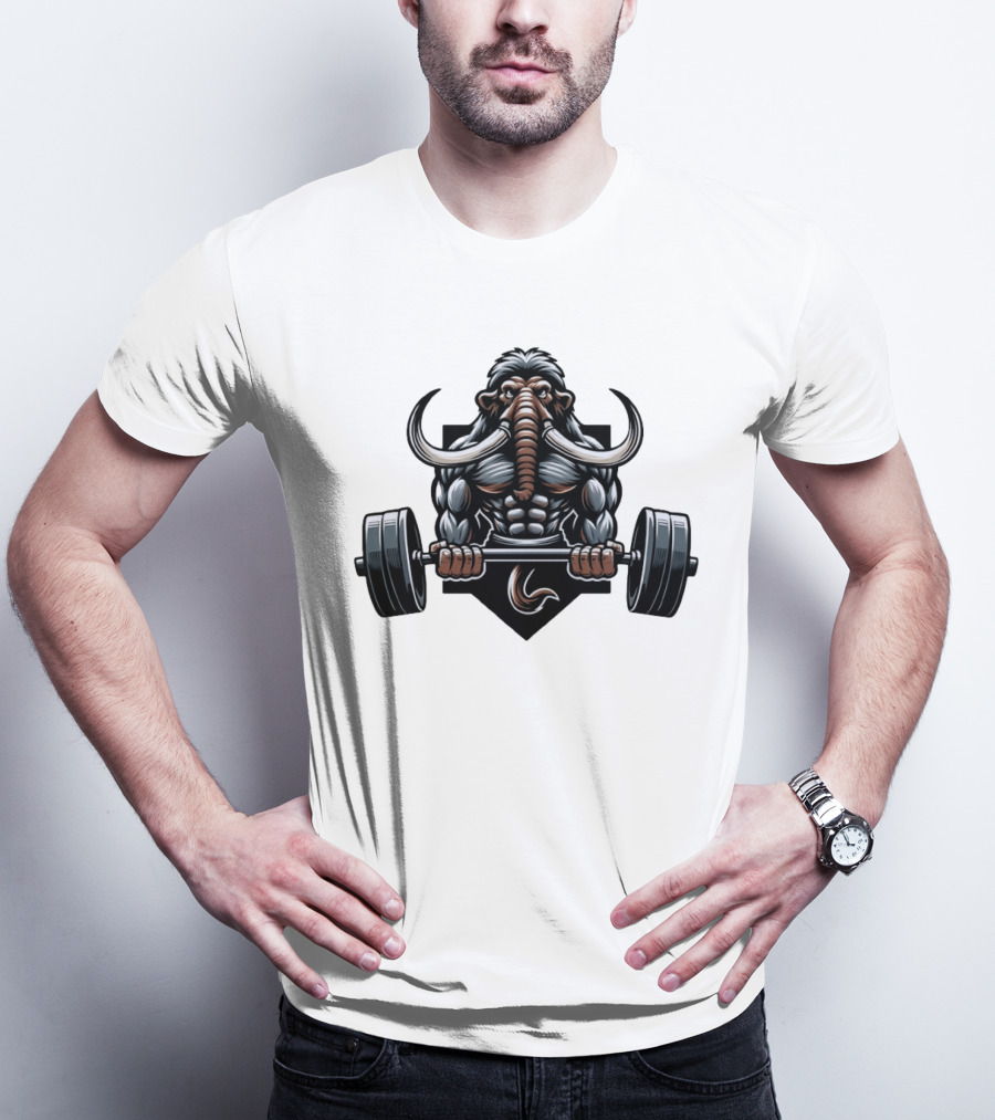 Elephant Weight Lifting Body Builder Mammoth Muscles Strength Fitness T-Shirt