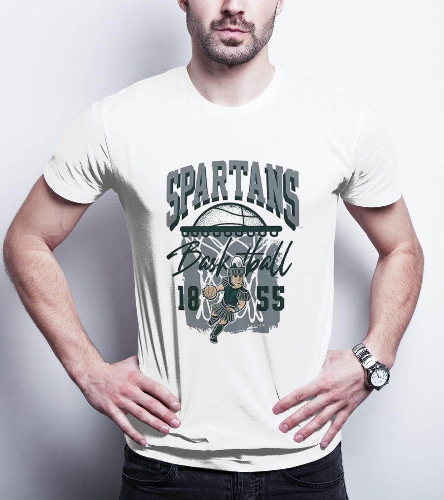 Spartans Basketball 1855 Character Slam Dunk T-Shirt