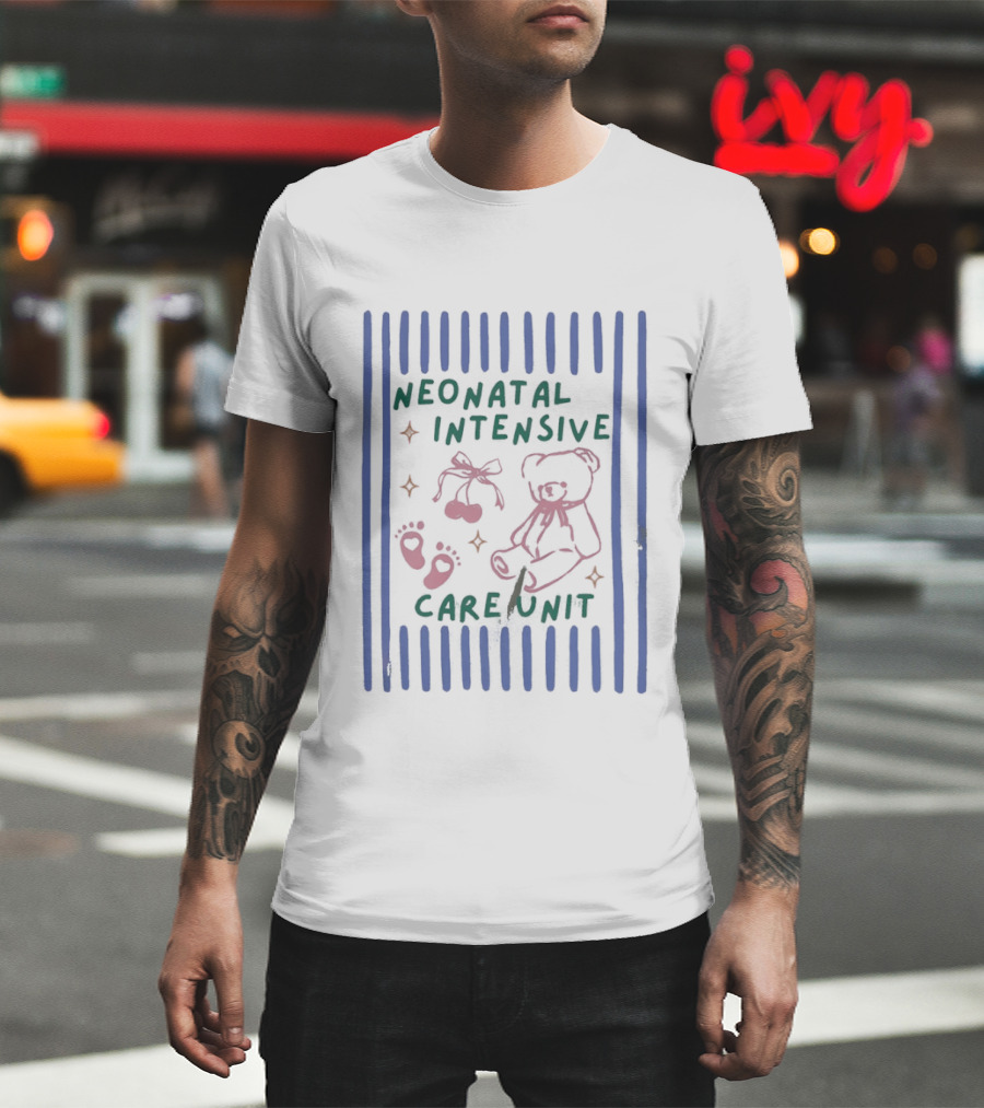 Neonatal Intensive Care Unit Pink Bear And Cherry T-Shirt