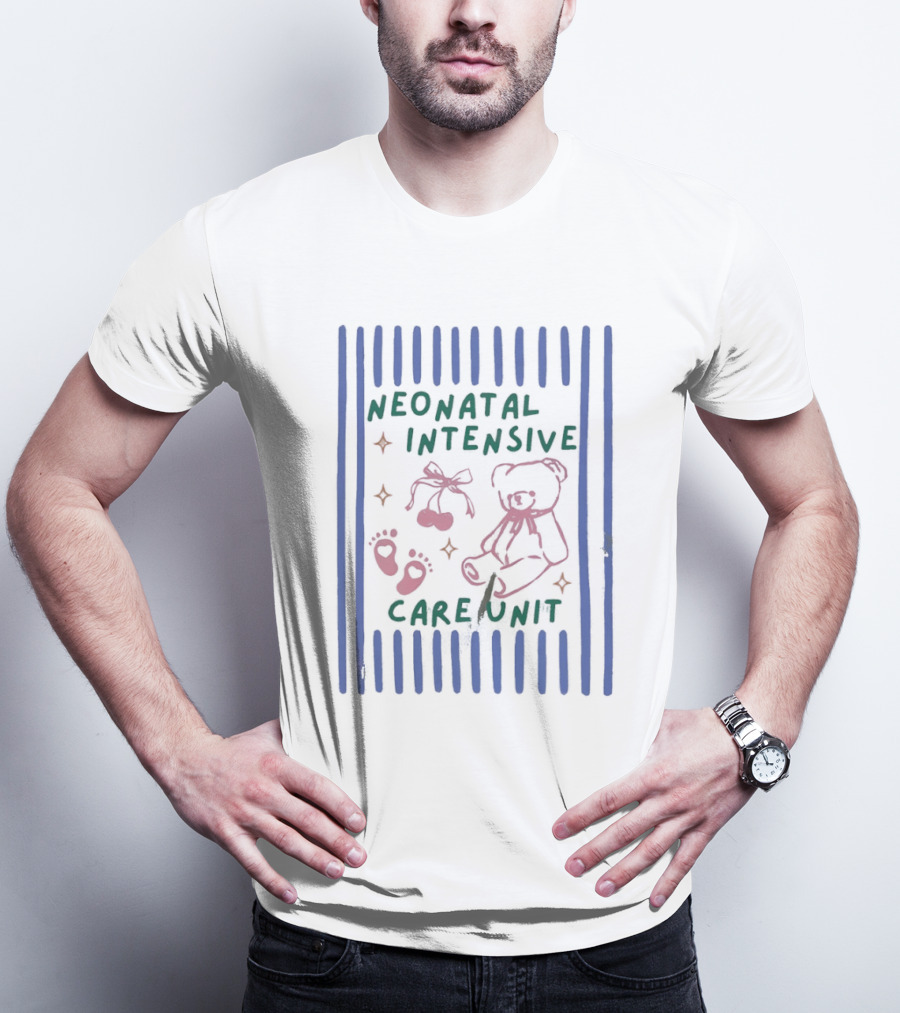 Neonatal Intensive Care Unit Pink Bear And Cherry T-Shirt