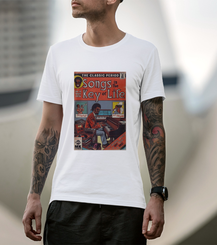 The Classic Period Songs In The Key Of Life Sept 1976 Comic Style Music Legend Iconography T-Shirt